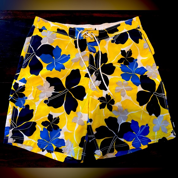 Nautica | Swim | Vintage Nautica Yellow And Blue Mens Swim Trunks Size ...